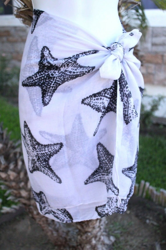 Sea Star Fish Sheer Sarong Pareo Bikini Coverup Shawl Scarf | Etsy