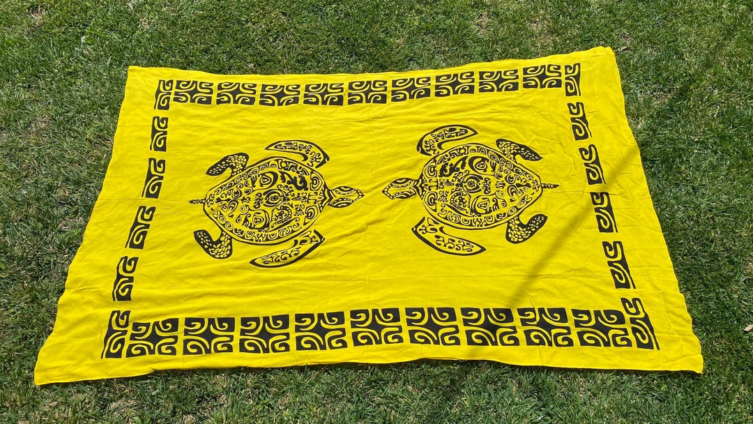 Hawaiian Yellow & Black Tribal Pattern Honu Wraparound Sarong Skirt - Etsy
