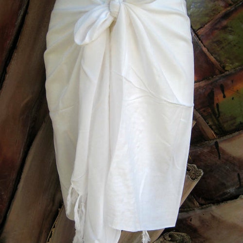 Hawaii Sarong Pareo Short White Coverup Pareo Luau Beach - Etsy