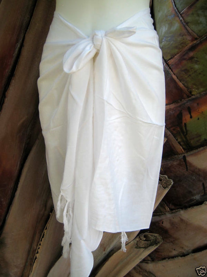 Hawaii Sarong Pareo Short White Coverup Pareo Luau Beach - Etsy