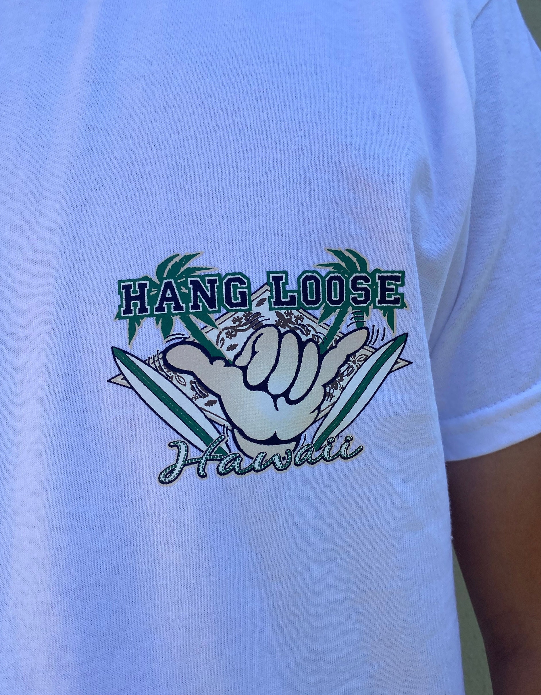 Hang Loose Hawaii Surfboard Shaka Design Island Legends Graphic Tee Men ...
