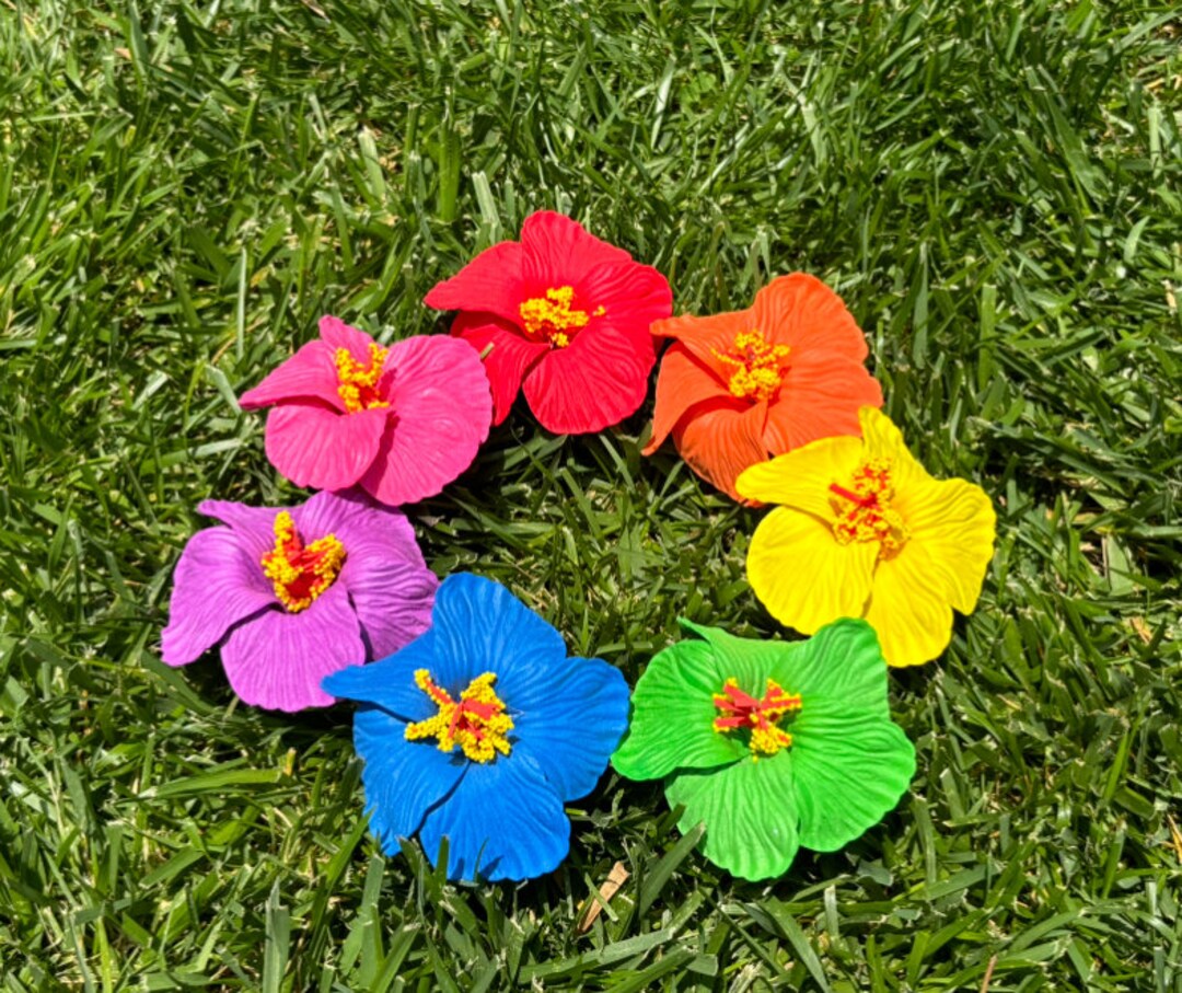 Hawaiian Tropical Hair Pick Hibiscus Multicolored Accessory Beach Luau ...