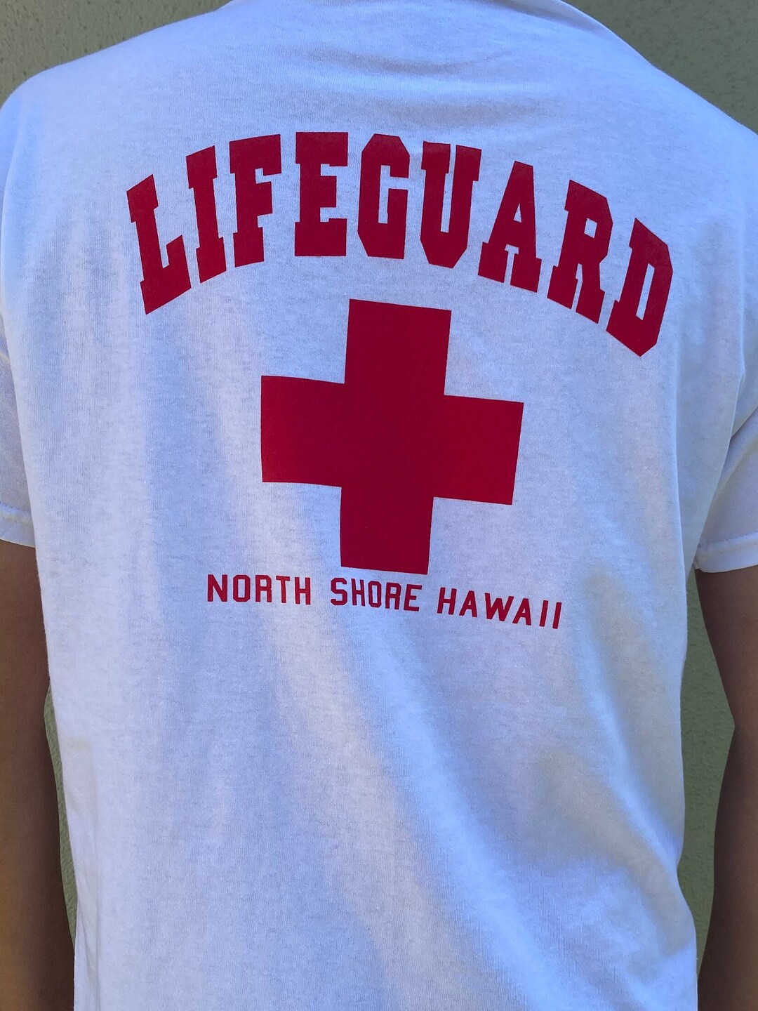 Hawaiian Design White Men Beach Surf T-shirt " North Shore Lifeguard ...