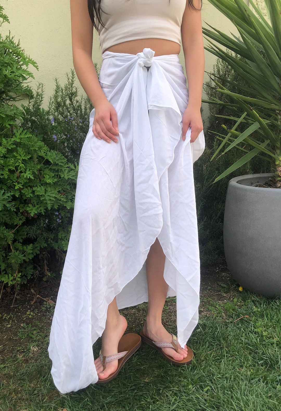 Hawaiian Sarong Solid White Luau Cruise Wrap Beach Pareo Wear Dress NO ...