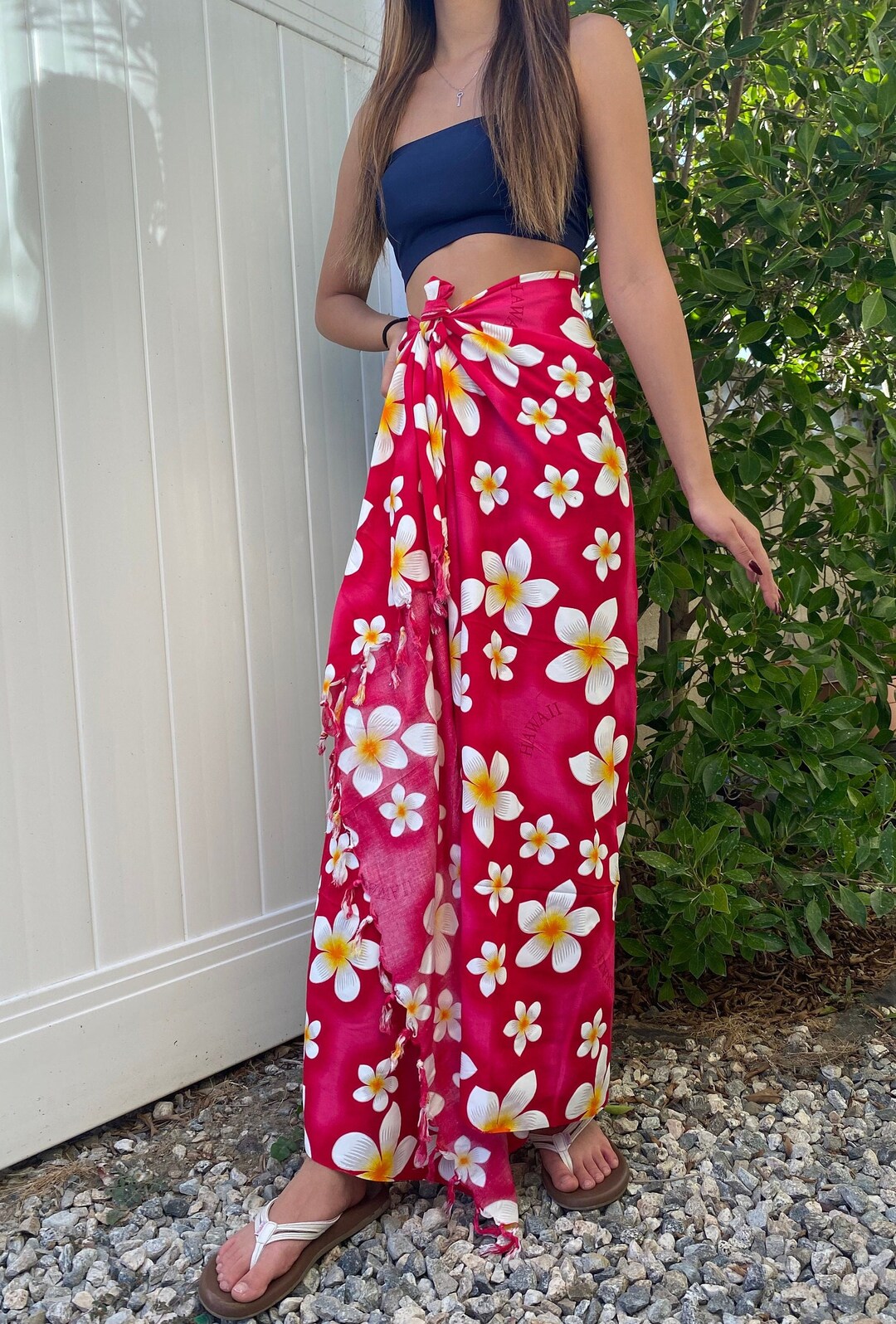 Hawaiian Design Sarong Plus Size Pink White Plumeria Luau Cruise Wrap ...