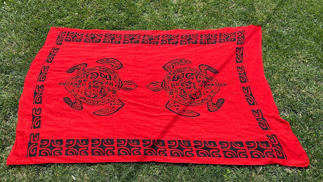 Hawaiian Red & Black Tribal Pattern Honu Wraparound Sarong - Etsy