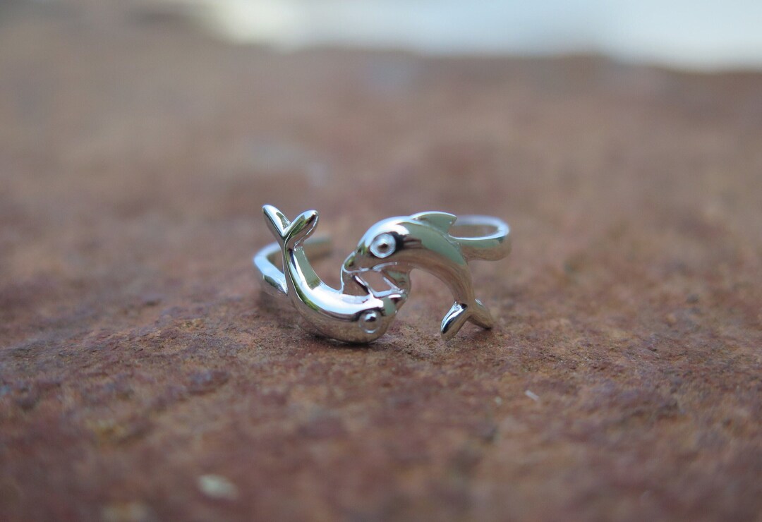 Hawaiian Sterling Double Dolphin Silver Pendant Scrolling Toe Ring - Etsy