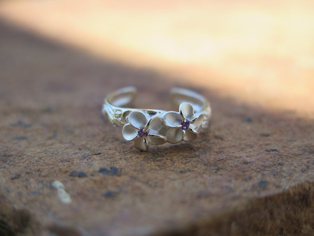 Hawaiian Sterling Double Purple Plumeria Silver Engraved Details ...