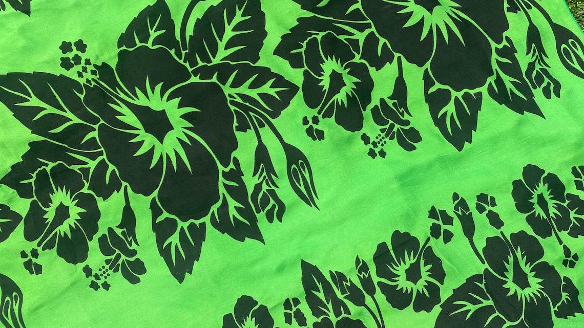 Hawaiian Green & Black Hibiscus Pattern Wraparound Sarong Skirt - Etsy