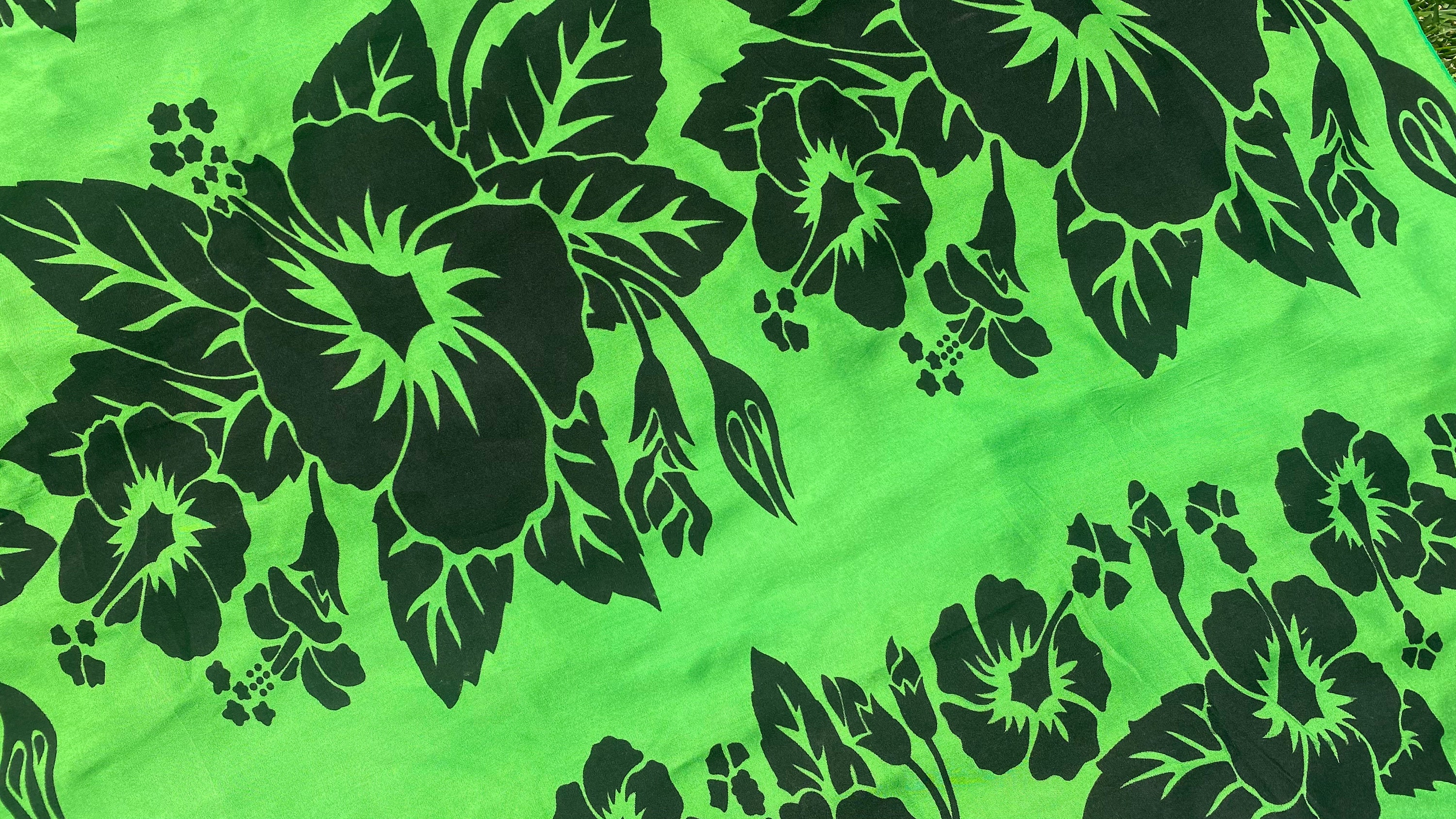 Hawaiian Green & Black Hibiscus Pattern Wraparound Sarong Skirt - Etsy