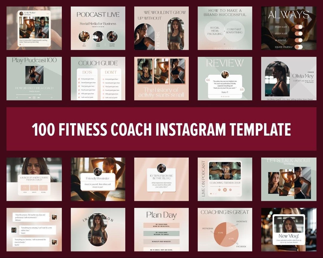 100 Fitness Coach Instagram Templates Personal Trainer Posts Fitness ...