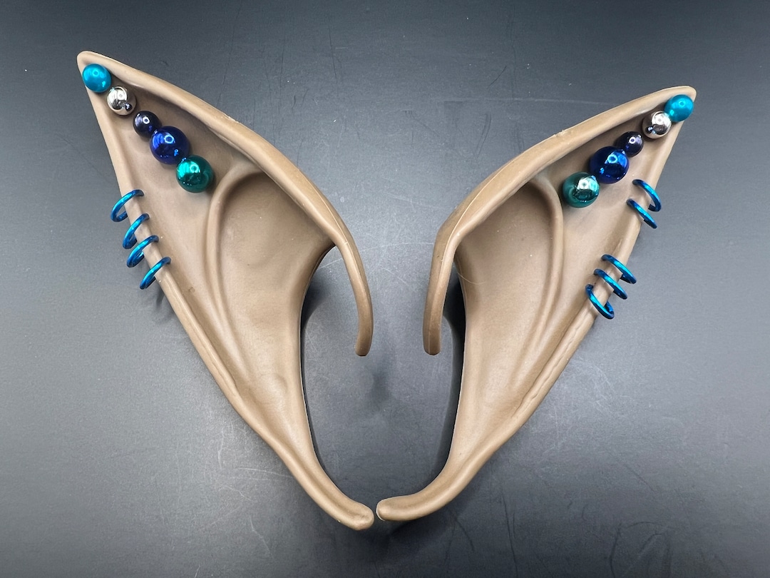Ocean Blues Dark Skin Tone Long Elf Ears Pixie Ears LATEX - Etsy