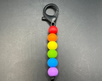 Rainbow Silicone ADULT Clip Chewelry or Zipper Pull, Fidget Toy ...