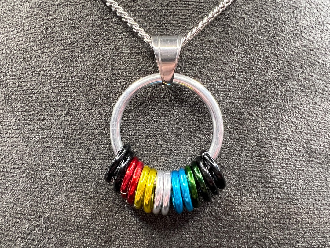 DISABILITY PRIDE Flag Fidget Pendant, Anodized Aluminum Rings, Custom ...