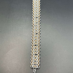 Byzantine Ladder: Bracelet in Silver & Rose Gold, Chainmaille Bracelet ...