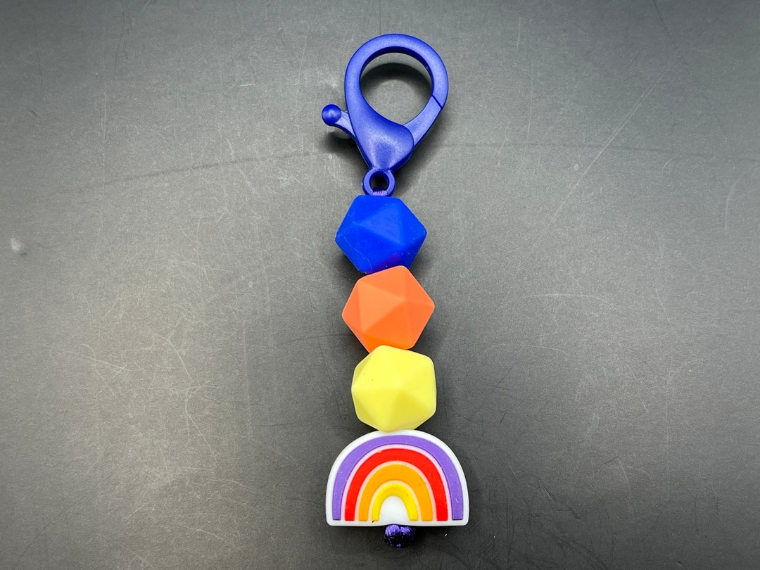 Rainbow Silicone ADULT Clip Chewelry or Zipper Pull, Fidget Toy ...