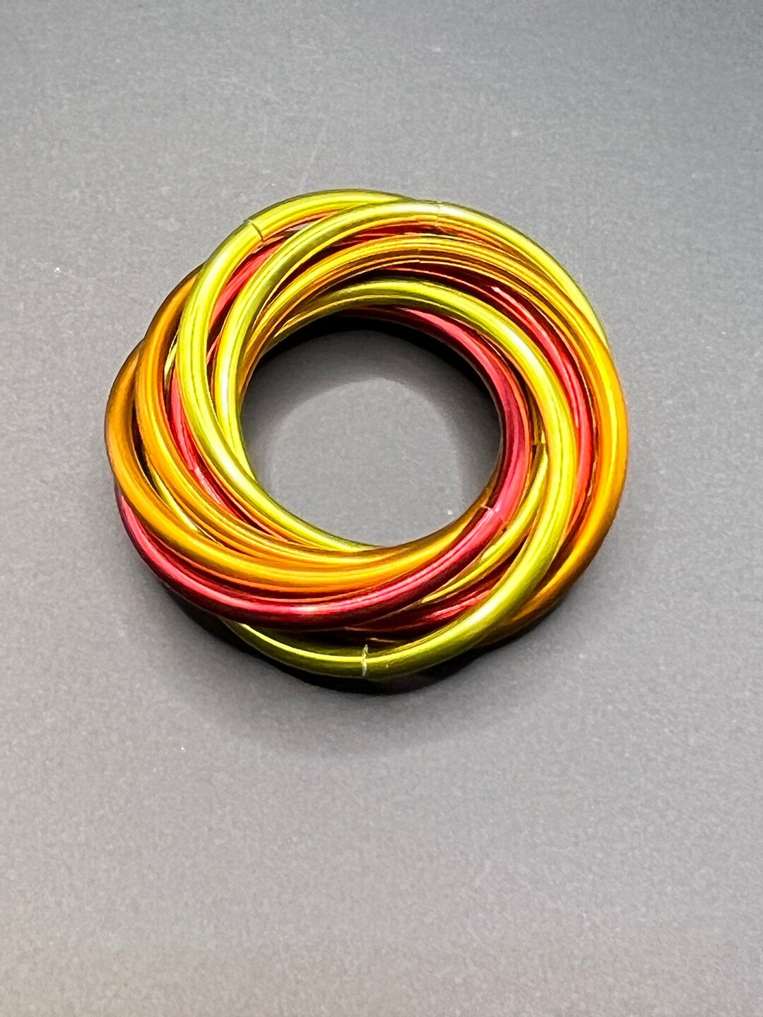 Red/orange/yellow Handmade Mobius Chainmaille Fidget Toy, Anodized ...