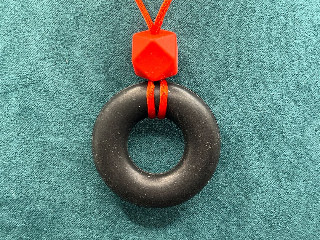 Black Donut With Red Accent Silicone ADULT Chewelry, Fidget Toy ...
