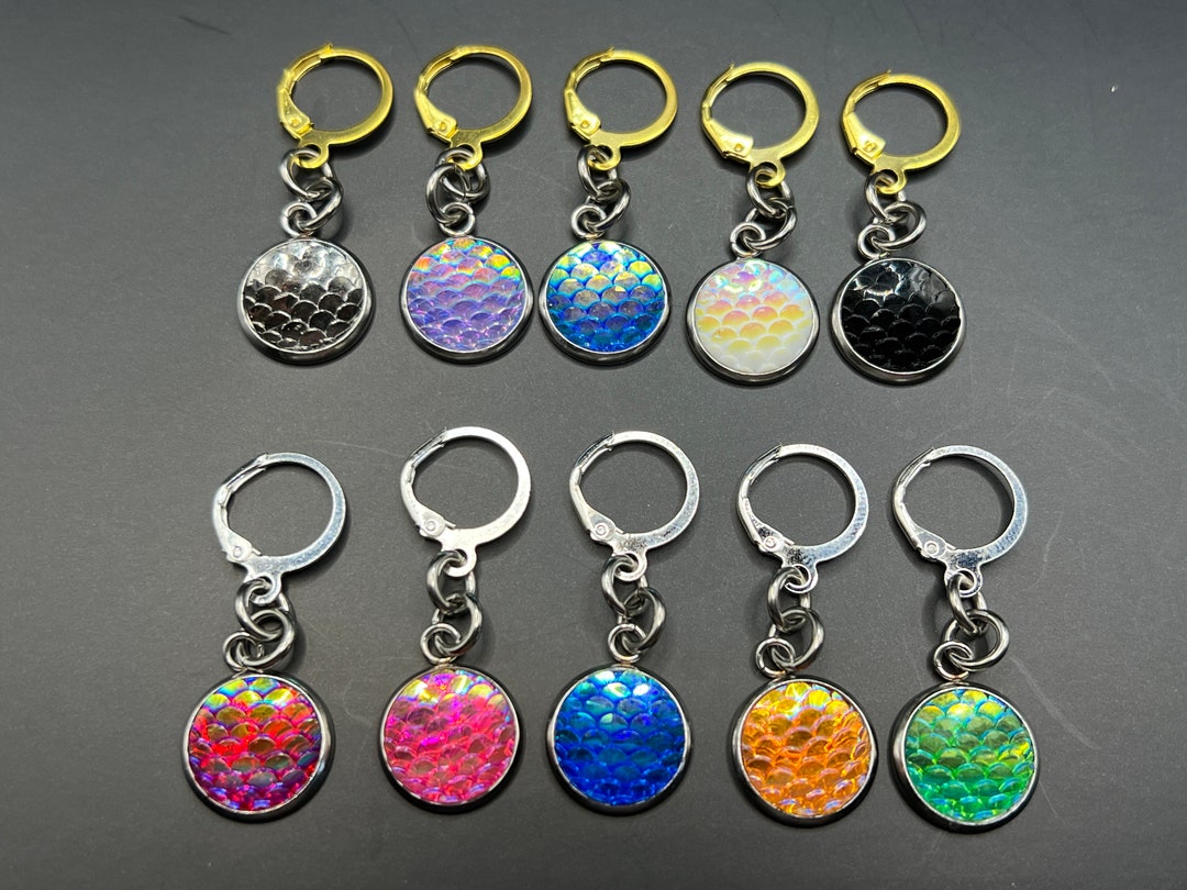 Set of 10 Mermaid Scale Stitch Markers/progress Keepers for Knitting ...
