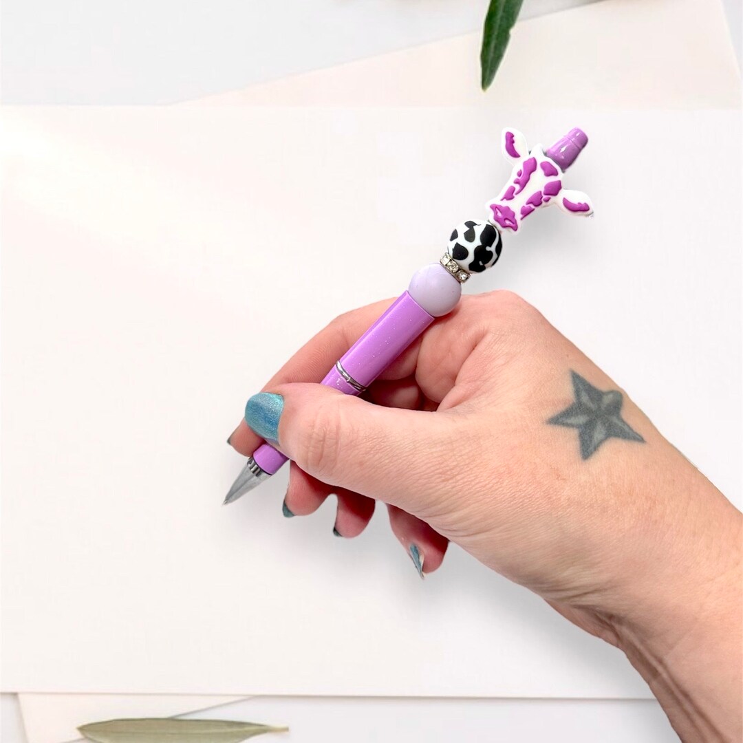 Purple Cow Beaded Pen Western Cow Print Pen Cow Lover Cow Gifts ...