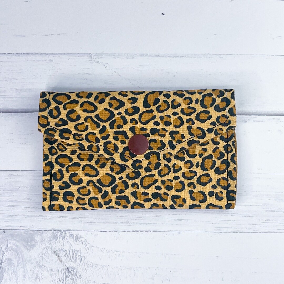 Brown Leopard Print Credit Card Holder | Small Snap Card Wallet ...