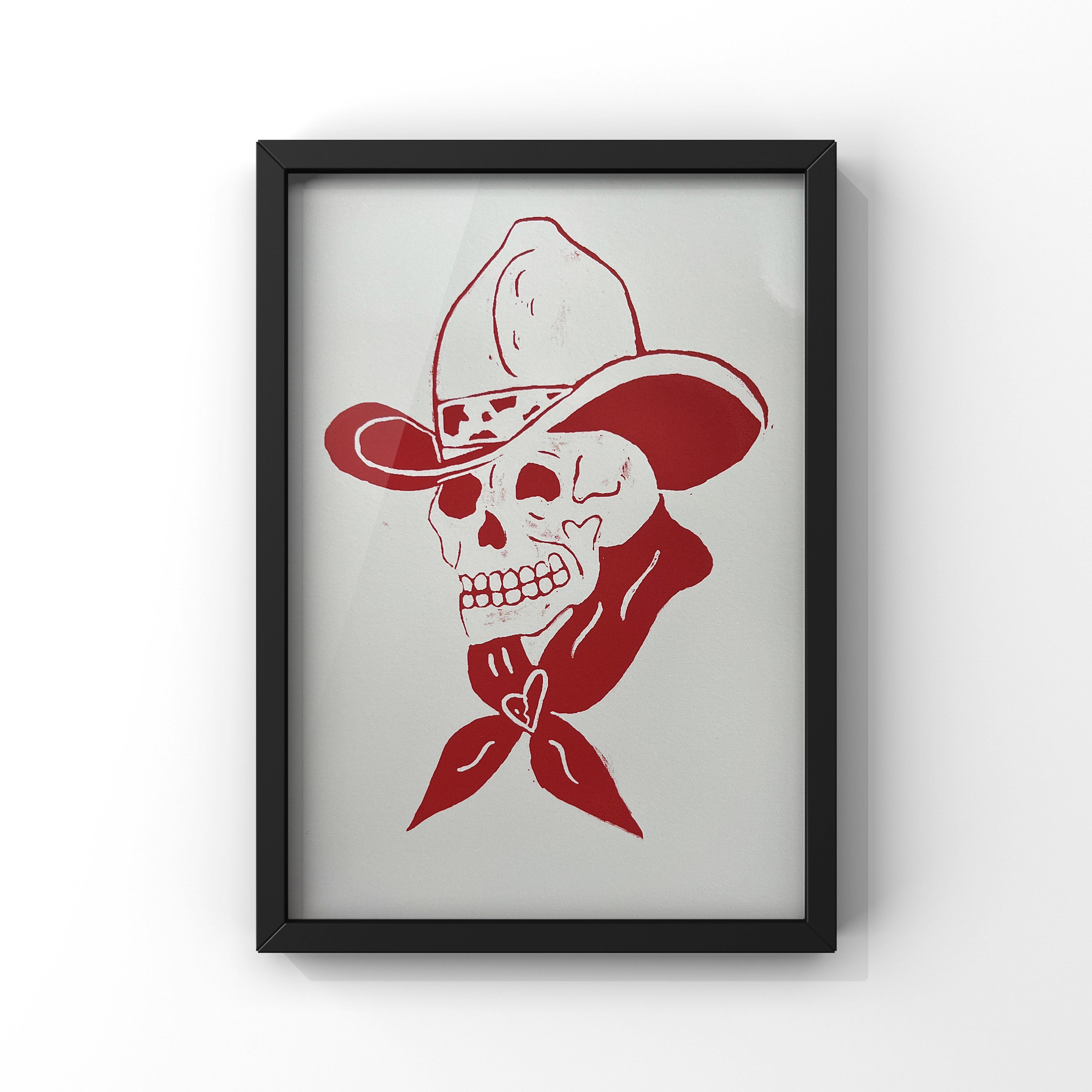 Red Cowboy Skull // Cowboy Art // Screen Print // Silk Screening ...