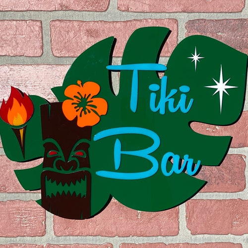 Parrot Art Print Tiki Sign Bamboo Decor Mid Century Modern - Etsy