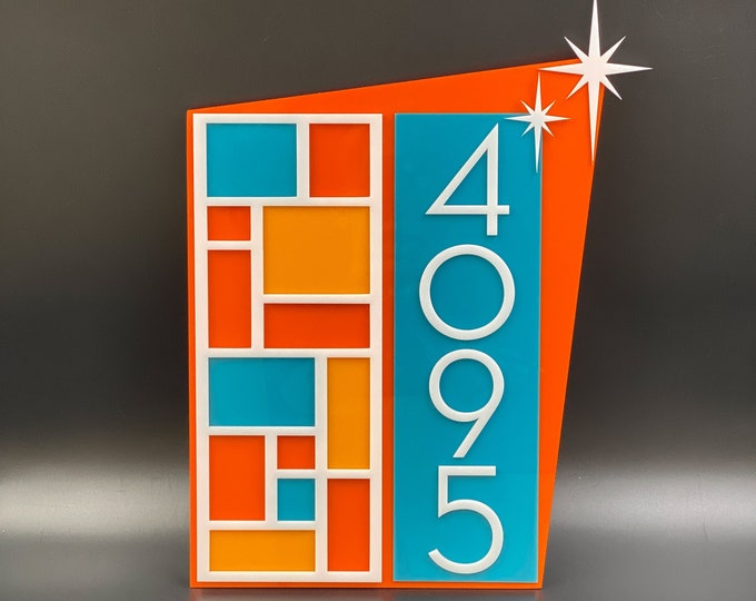 Mid Century Modern "mondrian" Address Sign | Modern House Numbers ...