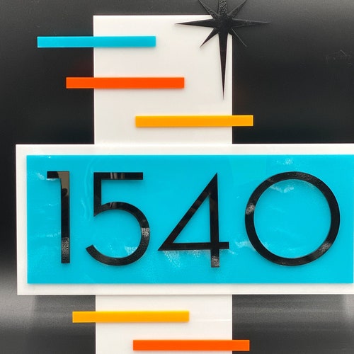 Mid Century Modern HOUSE NUMBERS Atomic Star Address Plaque - Etsy