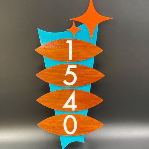Mid Century Modern House Number Sign Custom Address Sign - Etsy