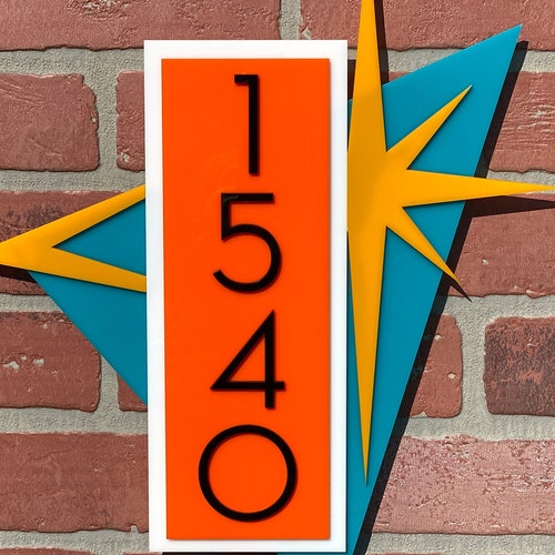 Mid Century Modern House Number Sign Custom Address Sign - Etsy