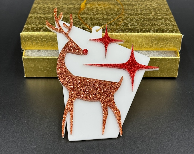 Mid Century Modern Christmas Ornament rudolph Design Holiday Decor ...