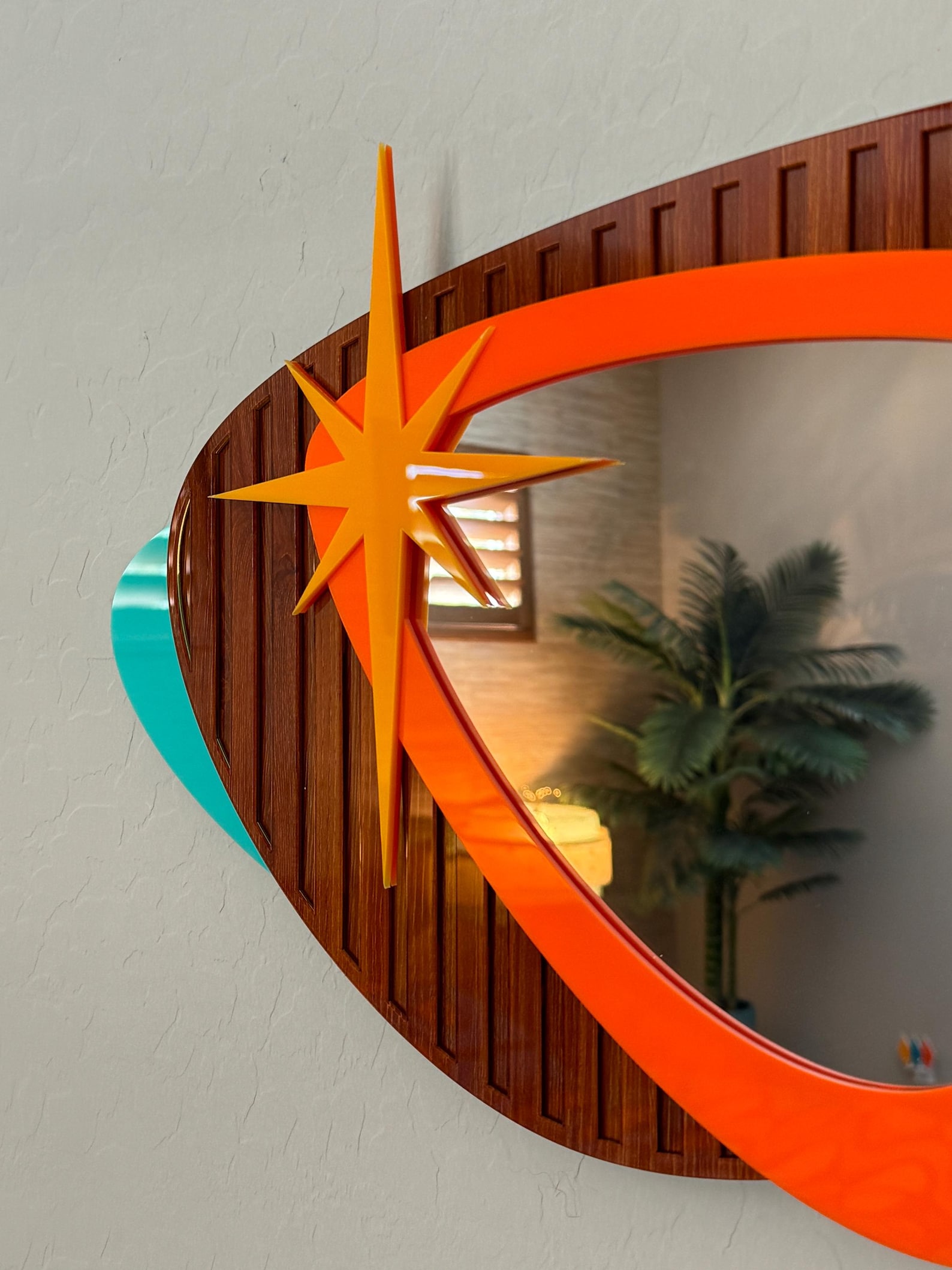 Mid Century Modern “strata Ii" Wall Mirror | Slat Wall Style | Vertical ...