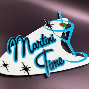 Mid Century Modern "martini Time" Sign | Cocktail Lounge | Happy Hour ...