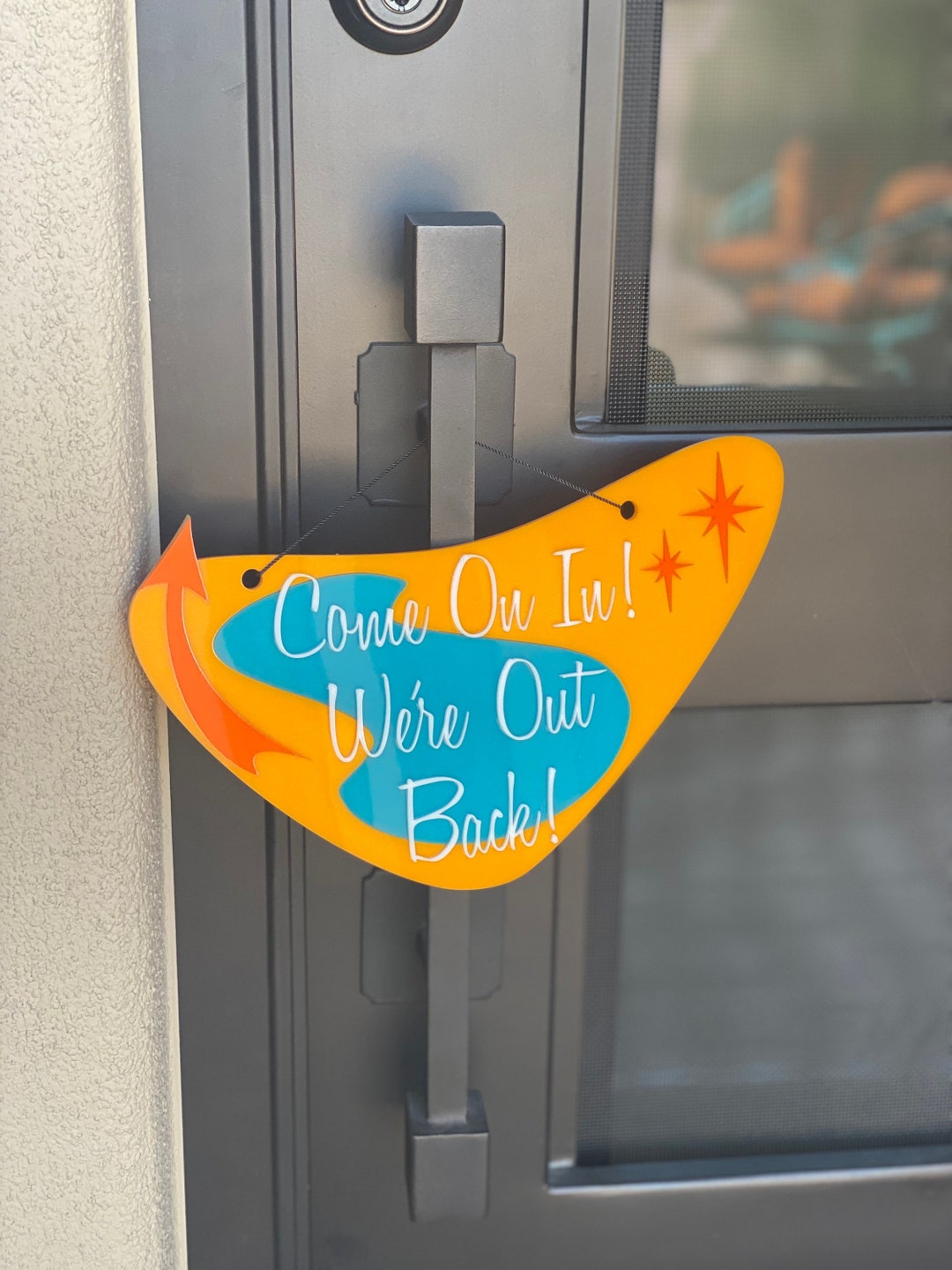 Small Mid Century Modern "come on In!" Sign | Poolside Gate Sign ...
