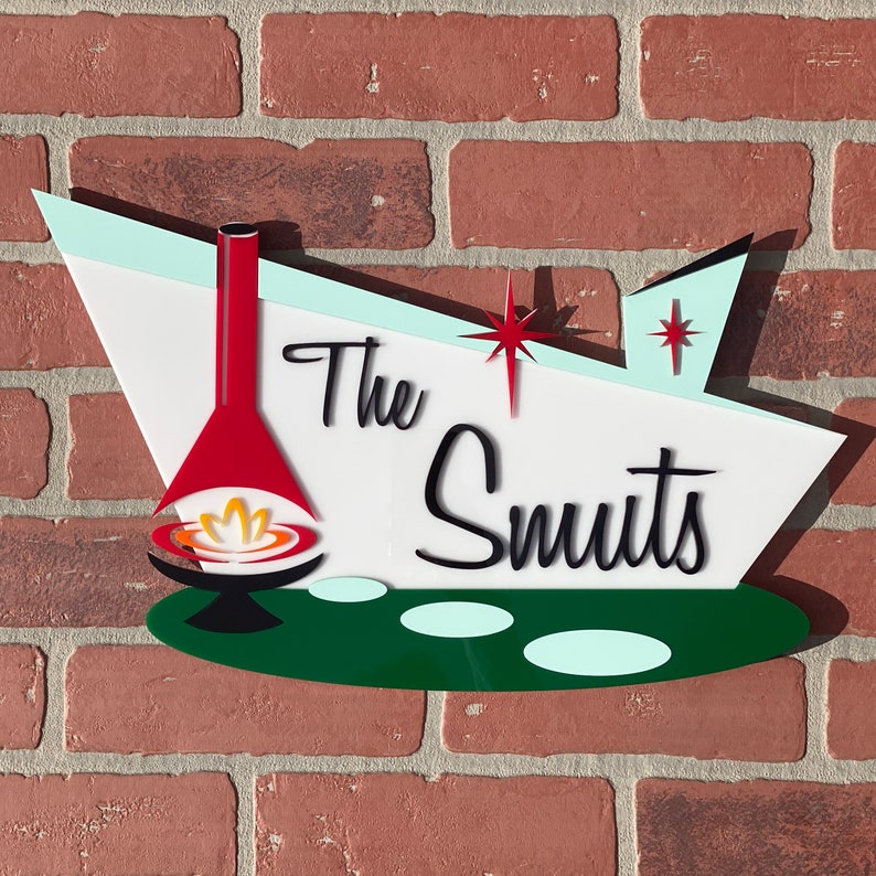 3D Mid Century Modern fireside Family Name Sign - Etsy