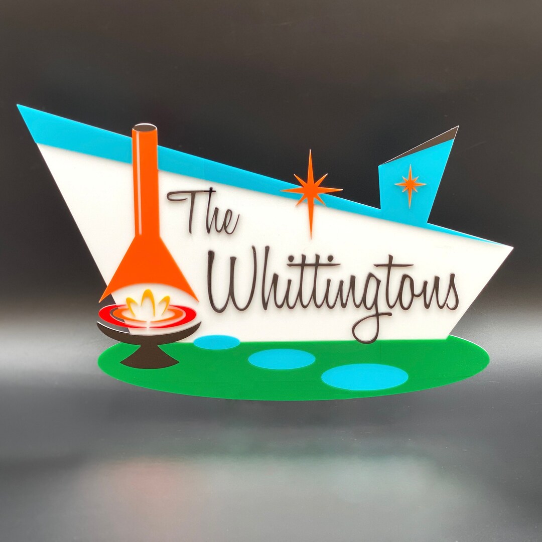 3D Mid Century Modern fireside Family Name Sign Retro Decor Mid Century ...