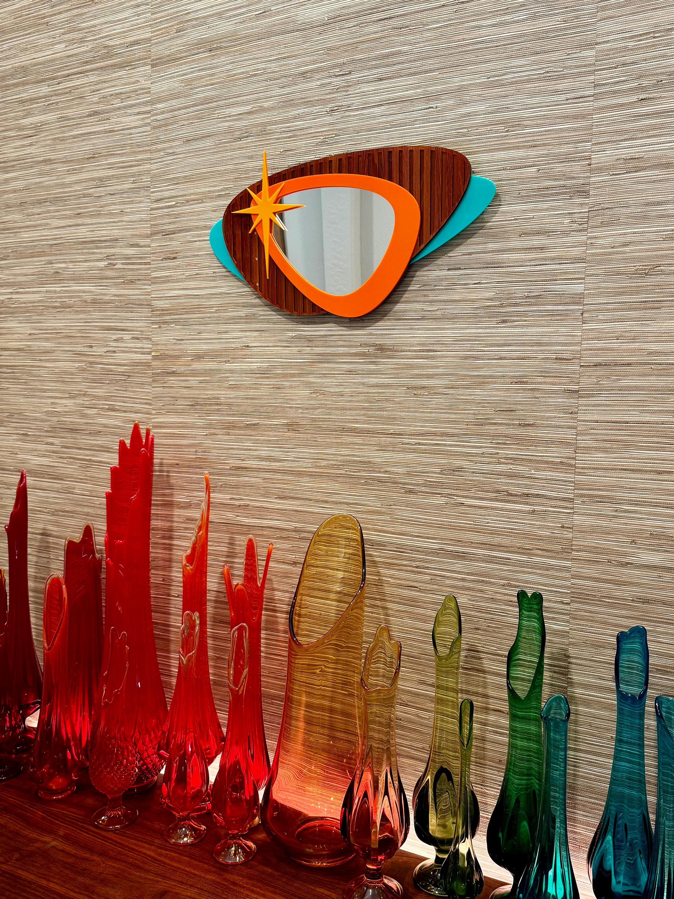Mid Century Modern “strata Ii" Wall Mirror | Slat Wall Style | Vertical ...