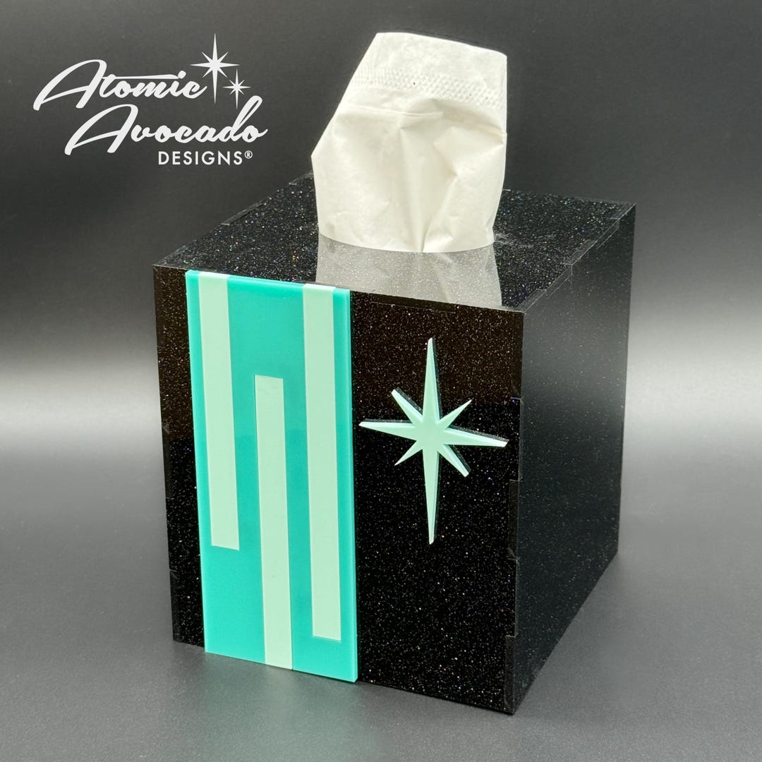Mid Century Modern "modline" Tissue Box Cover: Retro Black Sparkle - Etsy