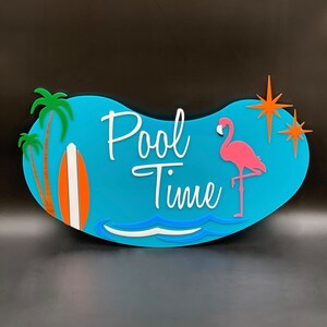 Mid Century Modern "pool Time" Sign | Palm Springs Wall Art | Kidney ...