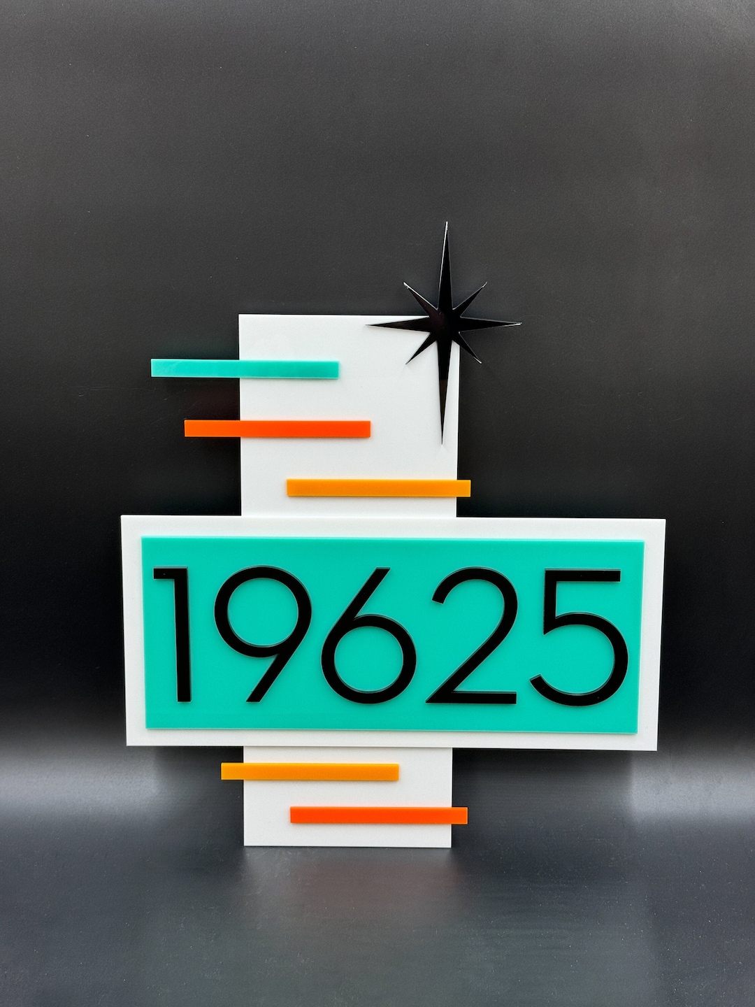 3D Mid Century Modern stacked Stone Address Sign Modern House Numbers ...