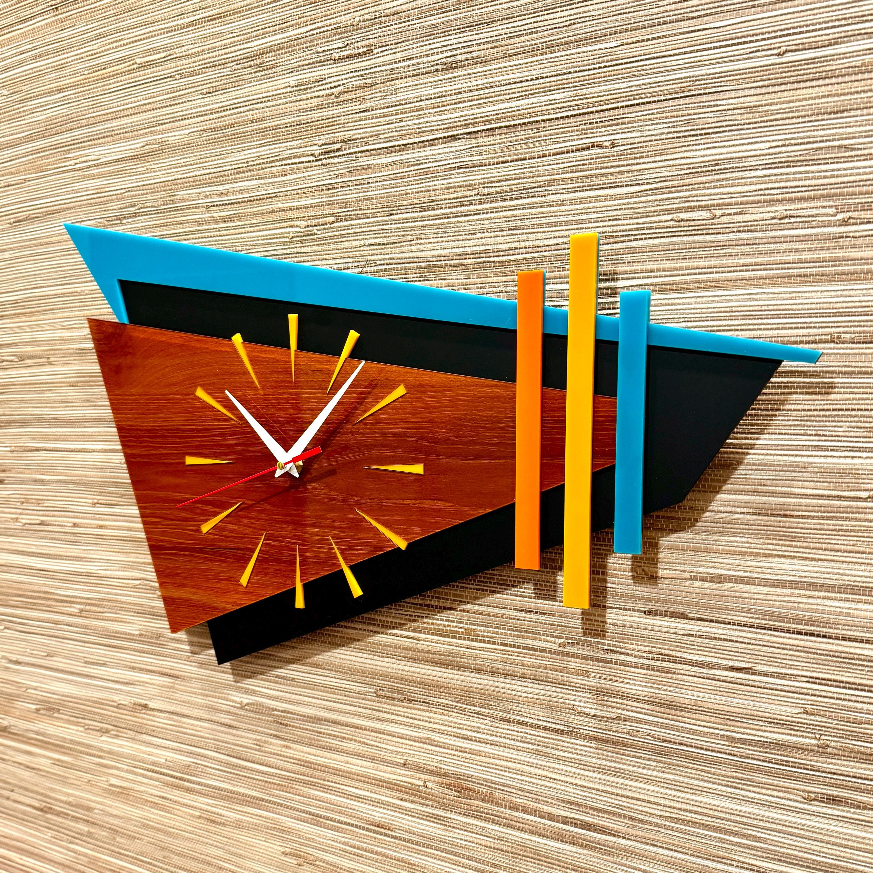 Large Mid Century Modern Wall Clock: Retro "modline" Design ...
