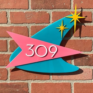 Mid Century Modern "atomic Boomerang" Address Sign: Retro House Numbers ...
