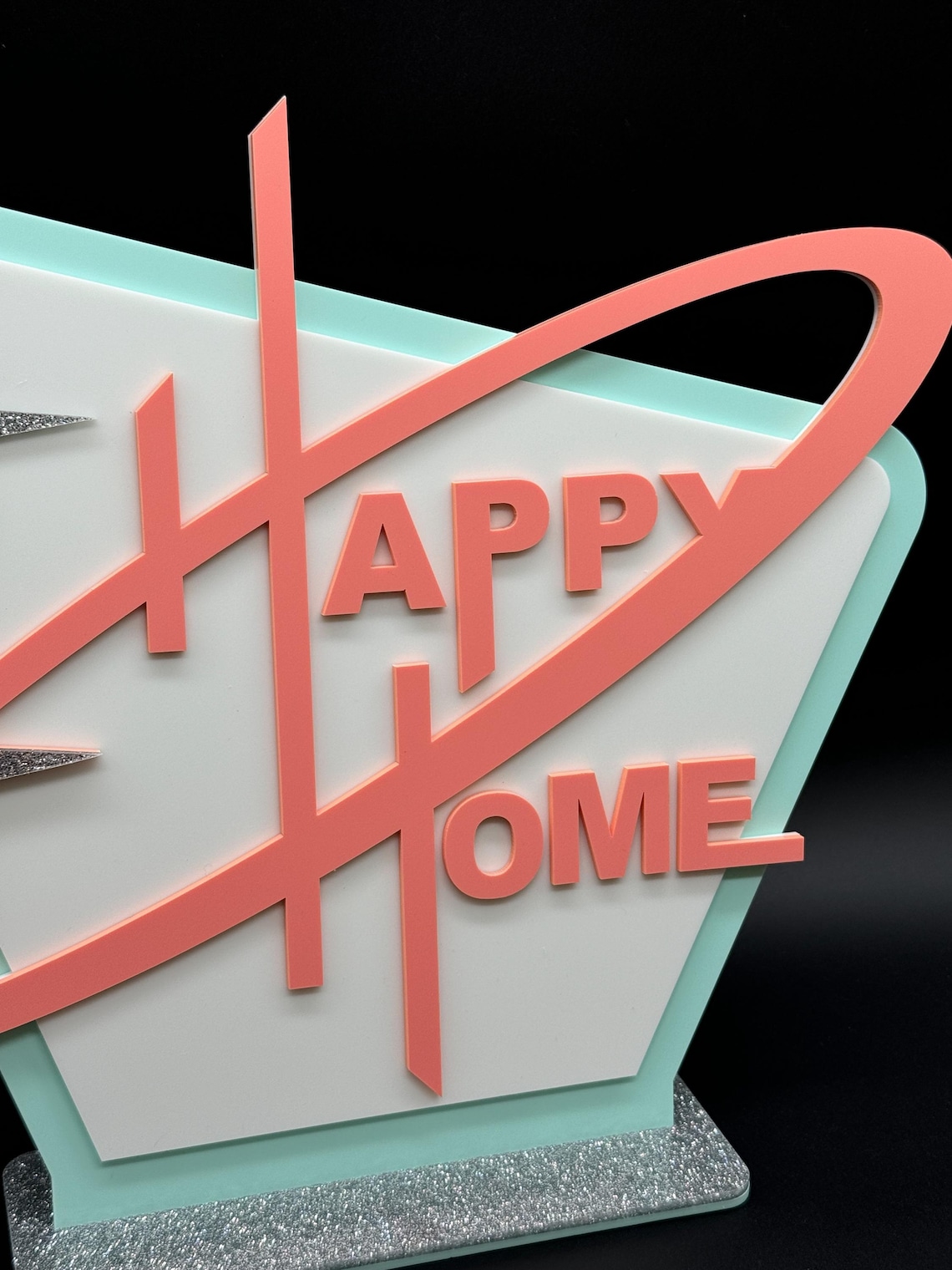 Mid Century Modern "happy Home" Sign | Tabletop Display | Retro Decor ...