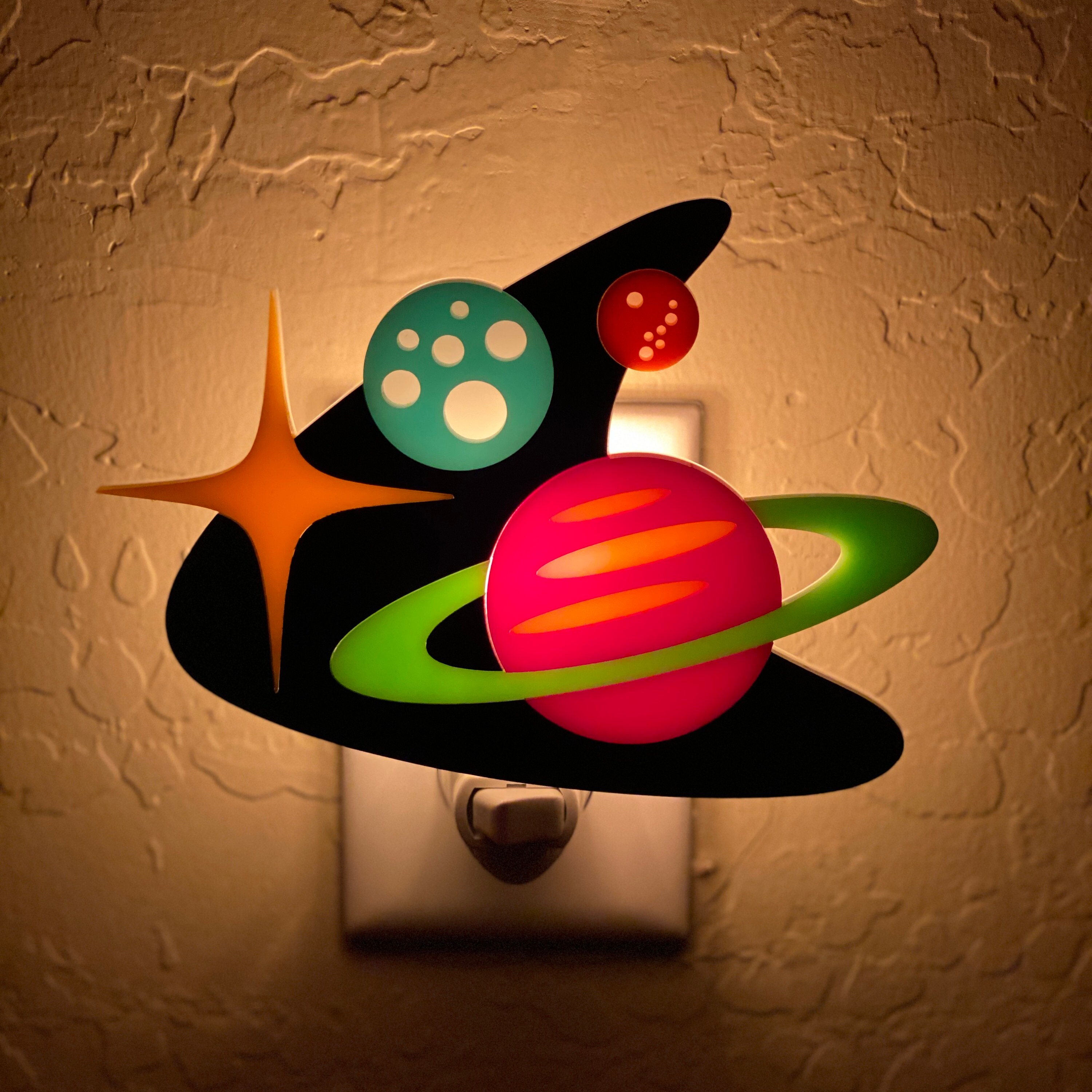 Handcrafted "space" Night Light: Retro Boomerang Galaxy and Planets - Etsy