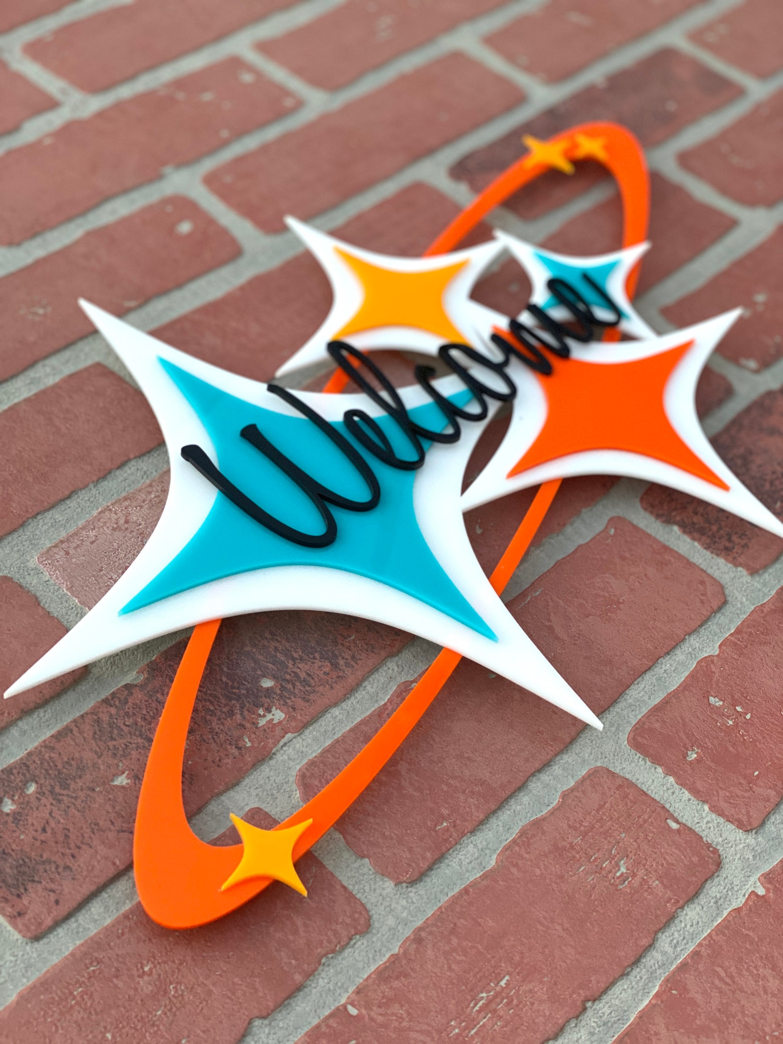 Mid Century Modern "cosmic Star" Welcome Sign: Retro Home Decor - Etsy