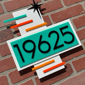 3D Mid Century Modern "stacked Stone" Address Sign | Modern House ...