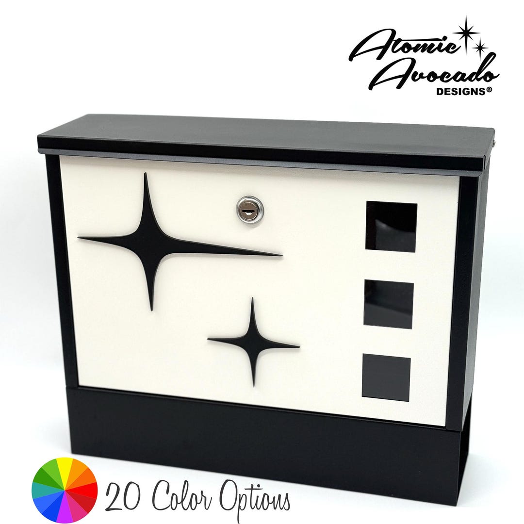 Mid Century Modern Locking Mailbox: Wall-mounted Steel Mail Box With ...