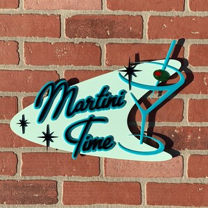Mid Century Modern "martini Time" Sign | Cocktail Lounge | Happy Hour ...
