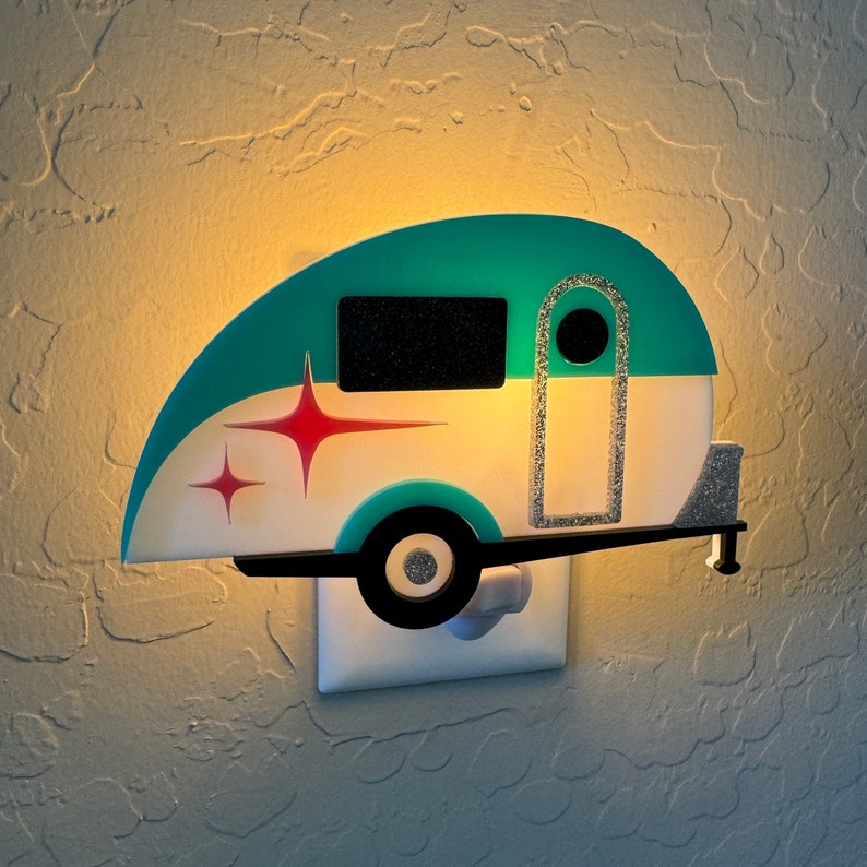 Mid Century Modern" Teardrop Camper" Night Light | Vintage Style Travel ...